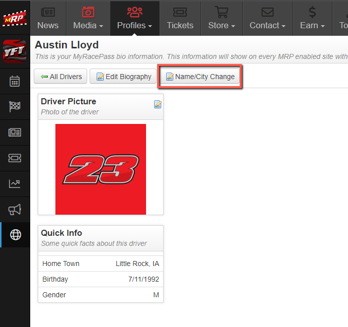 Track or Series Requesting a Driver Name or Hometown Change ...