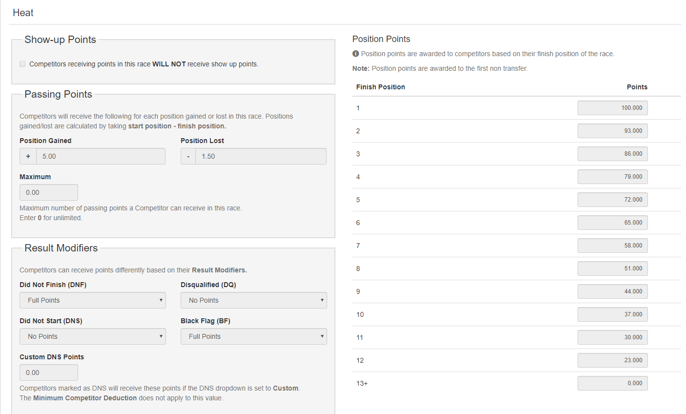 Passing Point Line-ups – MyRacePass Support