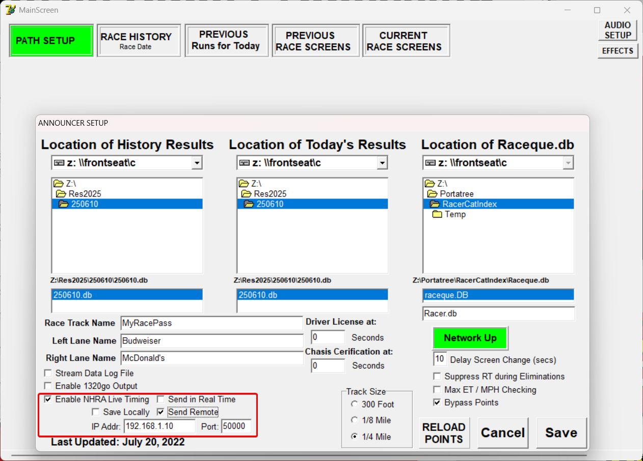 Connecting MRP Live for Drag to PortaTree – MyRacePass Support